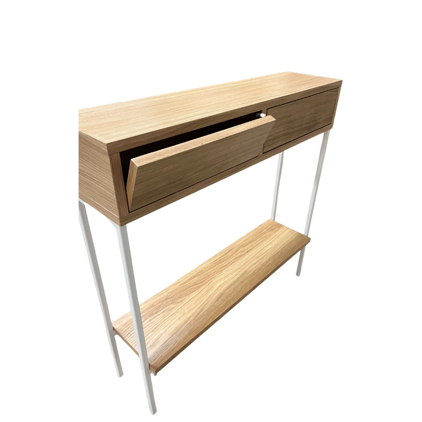 Wąska konsola PENELOPE II z forniru dębowego | Głębokość 20 cm