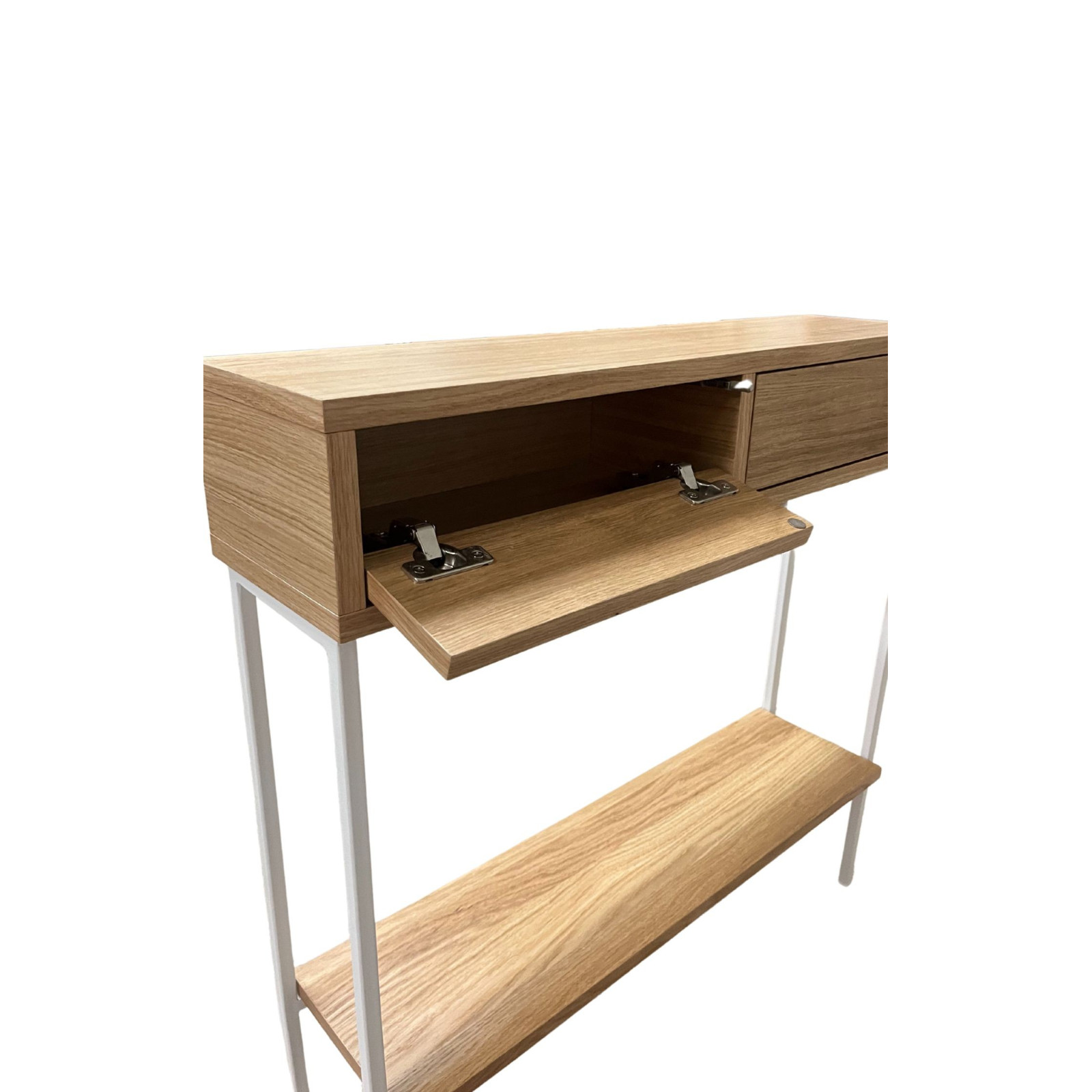 Wąska konsola PENELOPE II z forniru dębowego | Głębokość 20 cm