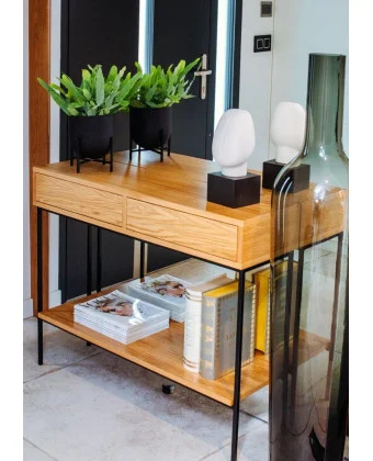 PENELOPE II - wąska konsola z drzwiami. Drewniana konsola na metalowych ...